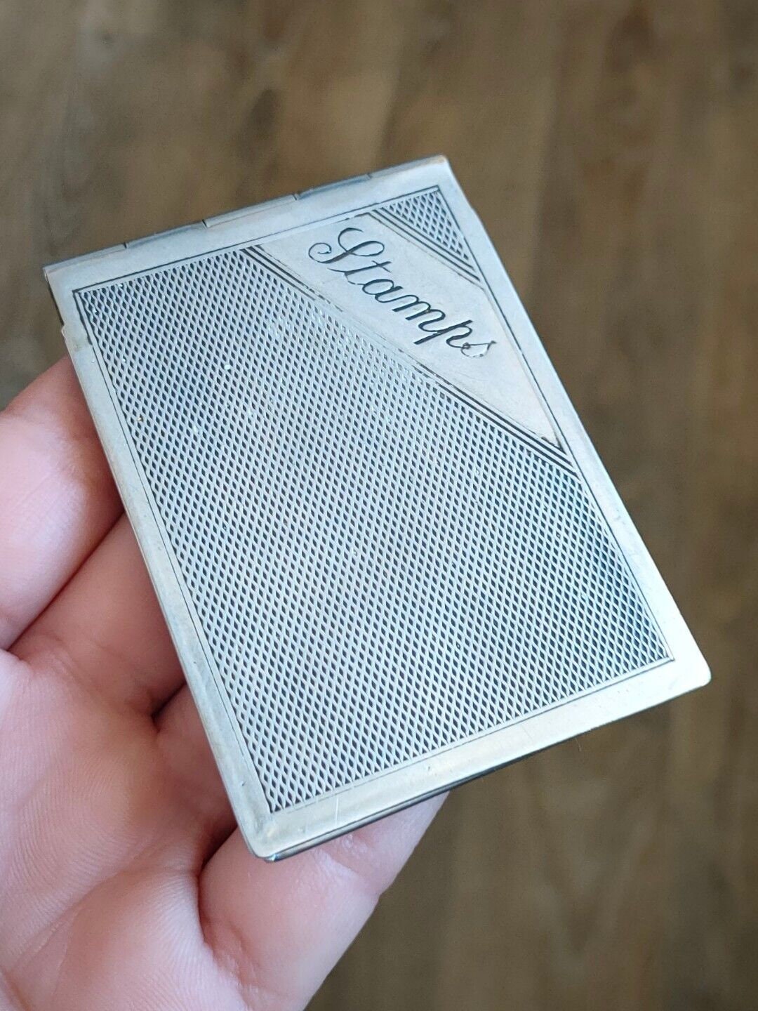 Engine-turned Chrome Postage Stamp Holder Case, Made in England No ...