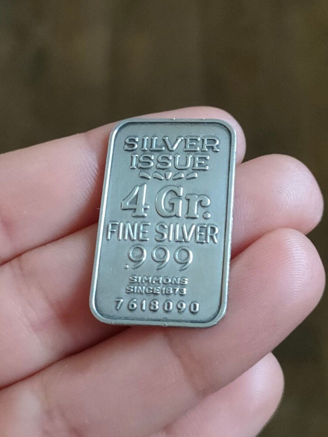 Simmons Silver Issue Bar 4 Gr. Fine Silver .999 Serial Number - Etsy