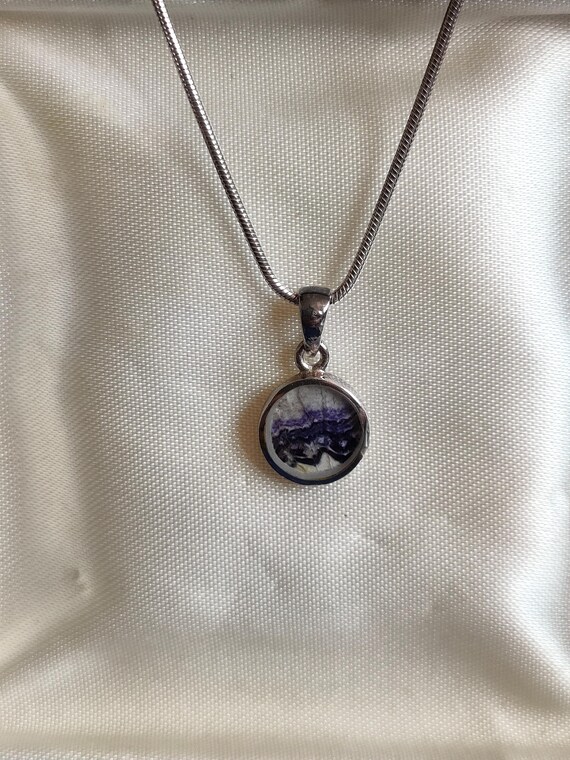 925 Sterling Silver & Derbyshire Blue John Pendant Ch… - Gem