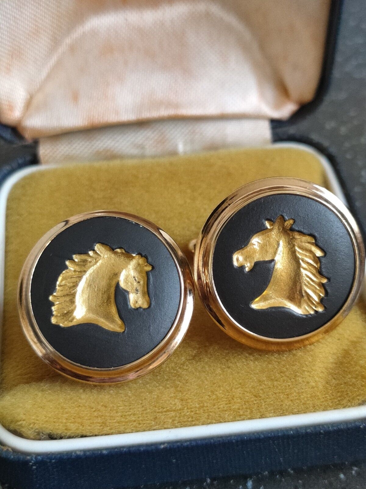 Wedgwood Intaglio Gold Gilded Horse Black Basalt and Gold Plated ...