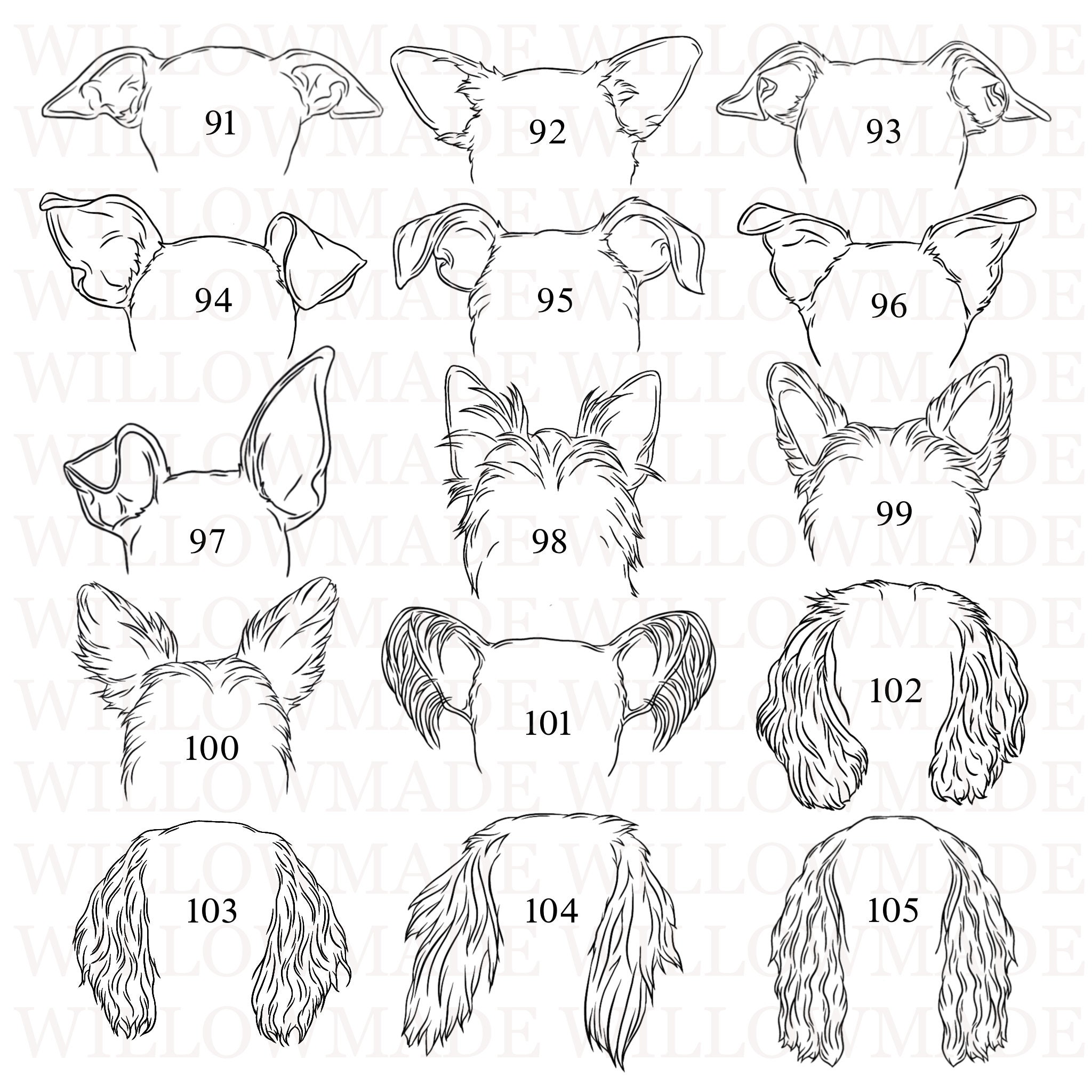 DOG EAR OUTLINES - Pre Drawn Digital Illustrations - Etsy