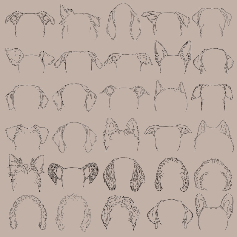 One Pet Drawing, Dog Ear Outline, Line Art, Pet Outline, Dog Tattoo ...