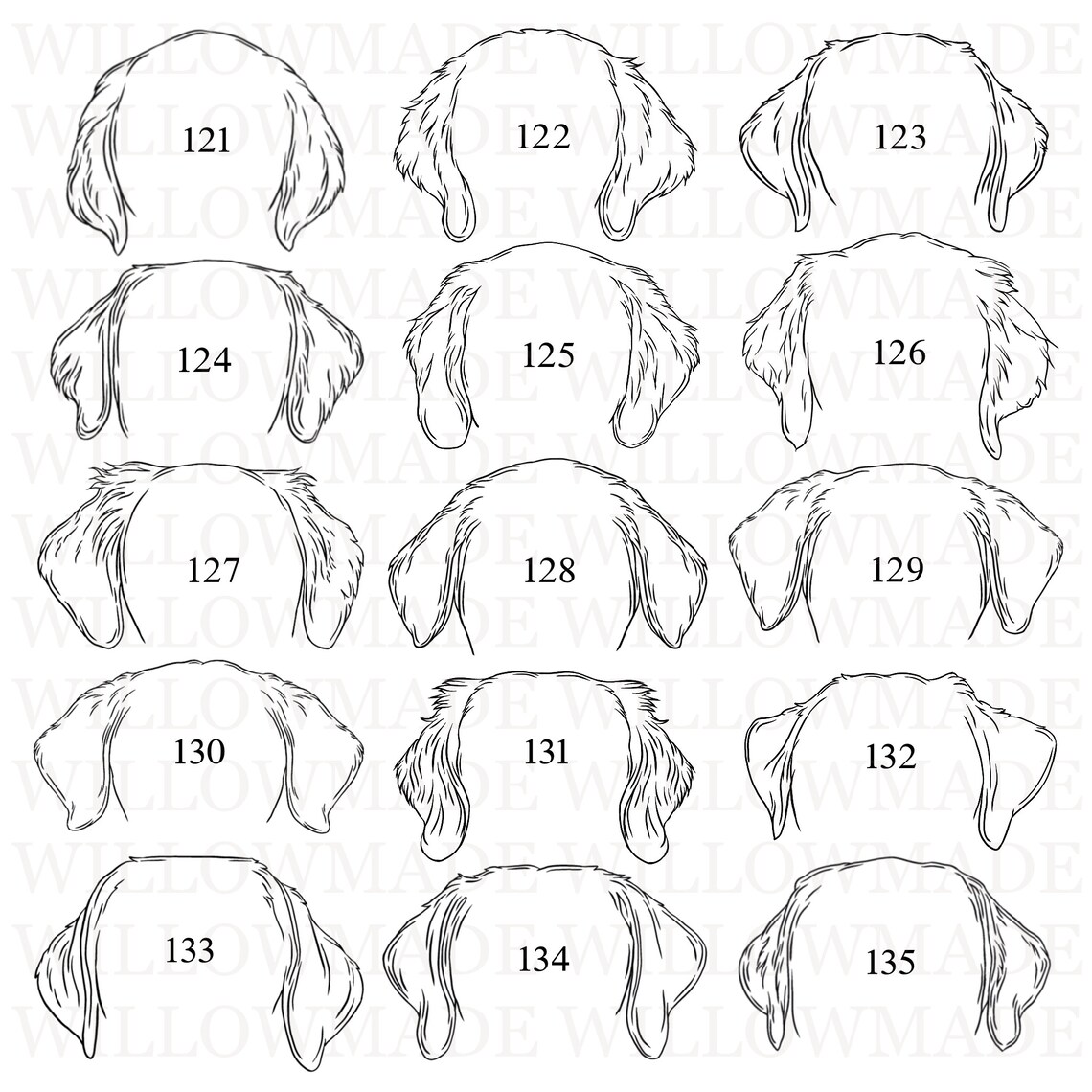 DOG EAR OUTLINES - Pre Drawn Digital Illustrations - Etsy
