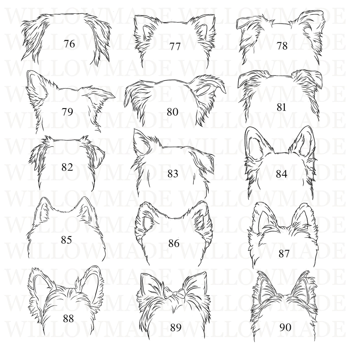 DOG EAR OUTLINES Pre Drawn Digital Illustrations - Etsy