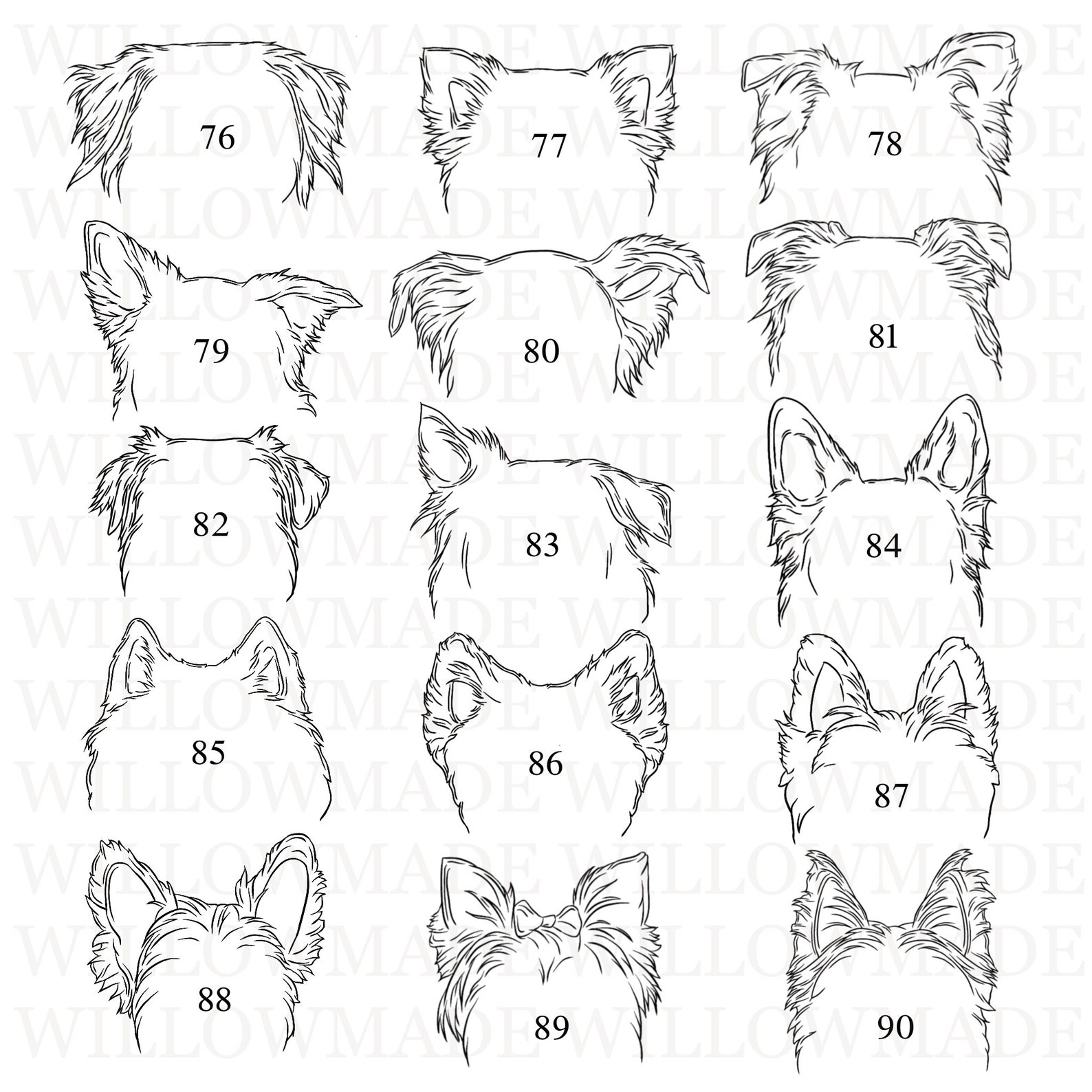 DOG EAR OUTLINES - Pre Drawn Digital Illustrations - Etsy
