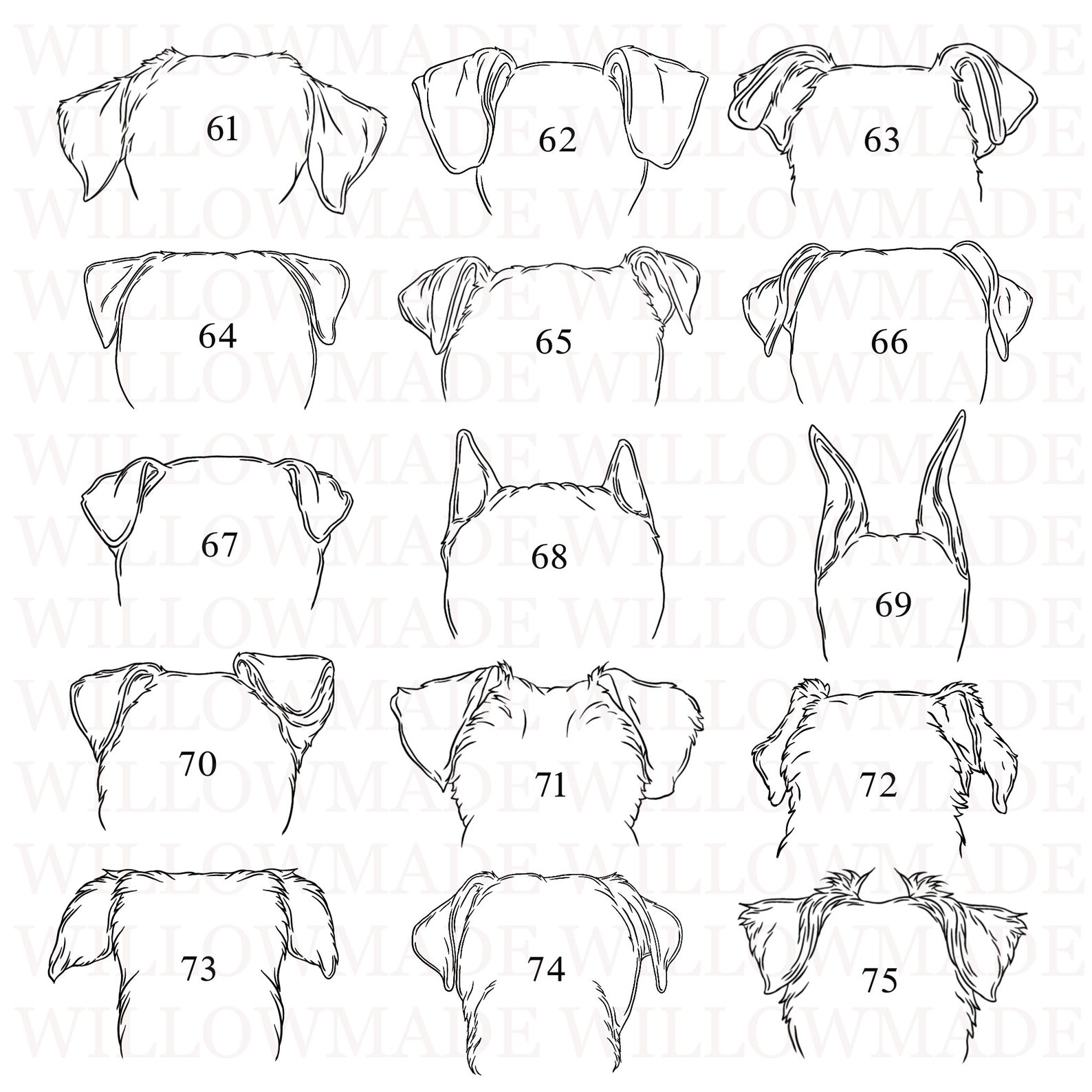 DOG EAR OUTLINES - Pre Drawn Digital Illustrations - Etsy