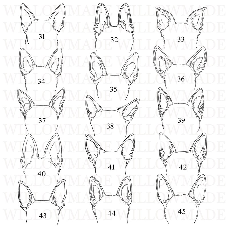 DOG EAR OUTLINES - Pre Drawn Digital Illustrations - Etsy