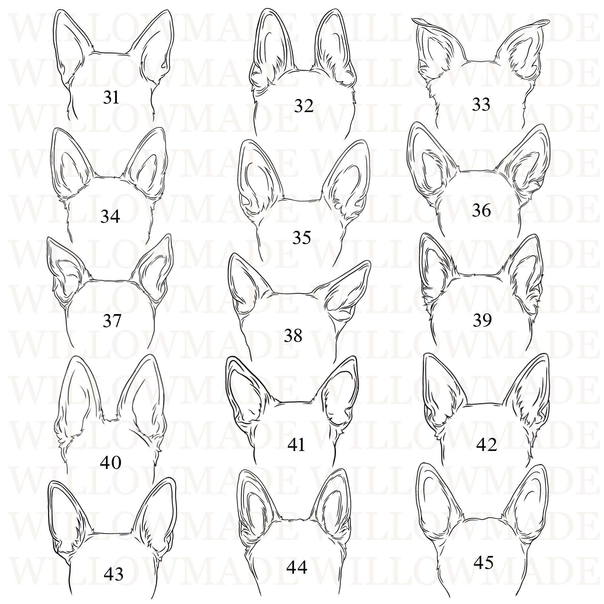 DOG EAR OUTLINES - Pre Drawn Digital Illustrations - Etsy