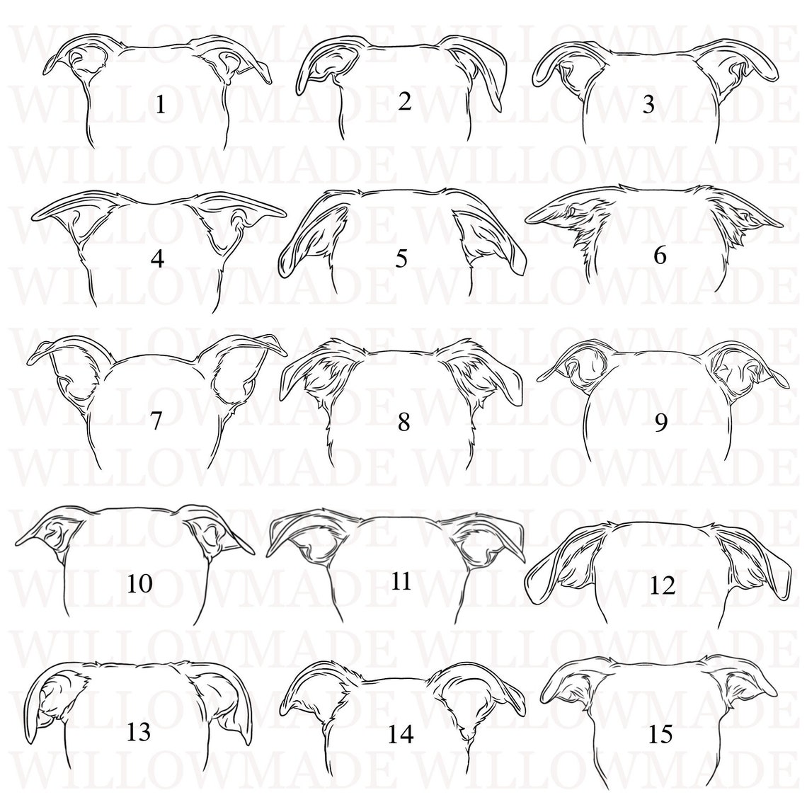 DOG EAR OUTLINES - Pre Drawn Digital Illustrations - Etsy