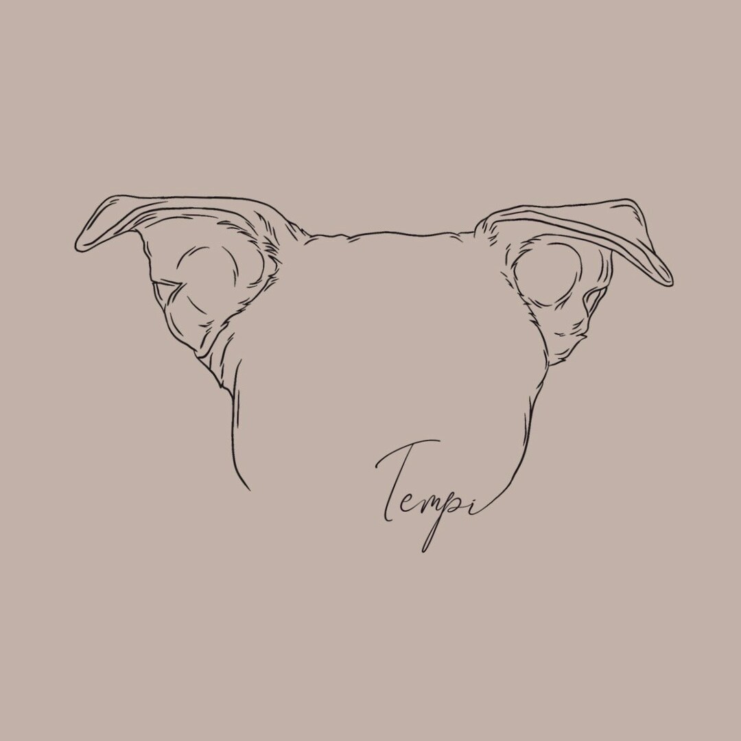 One Pet Drawing, Dog Ear Outline, Line Art, Pet Outline, Dog Tattoo ...