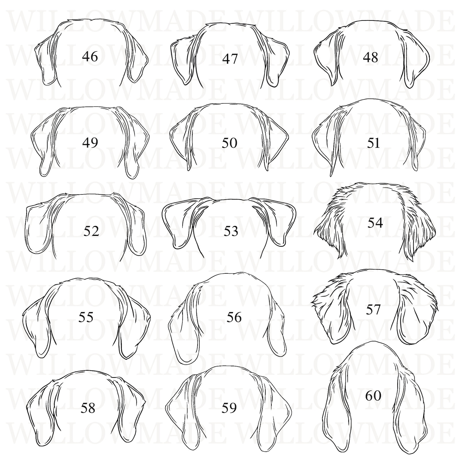 DOG EAR OUTLINES - Pre Drawn Digital Illustrations - Etsy