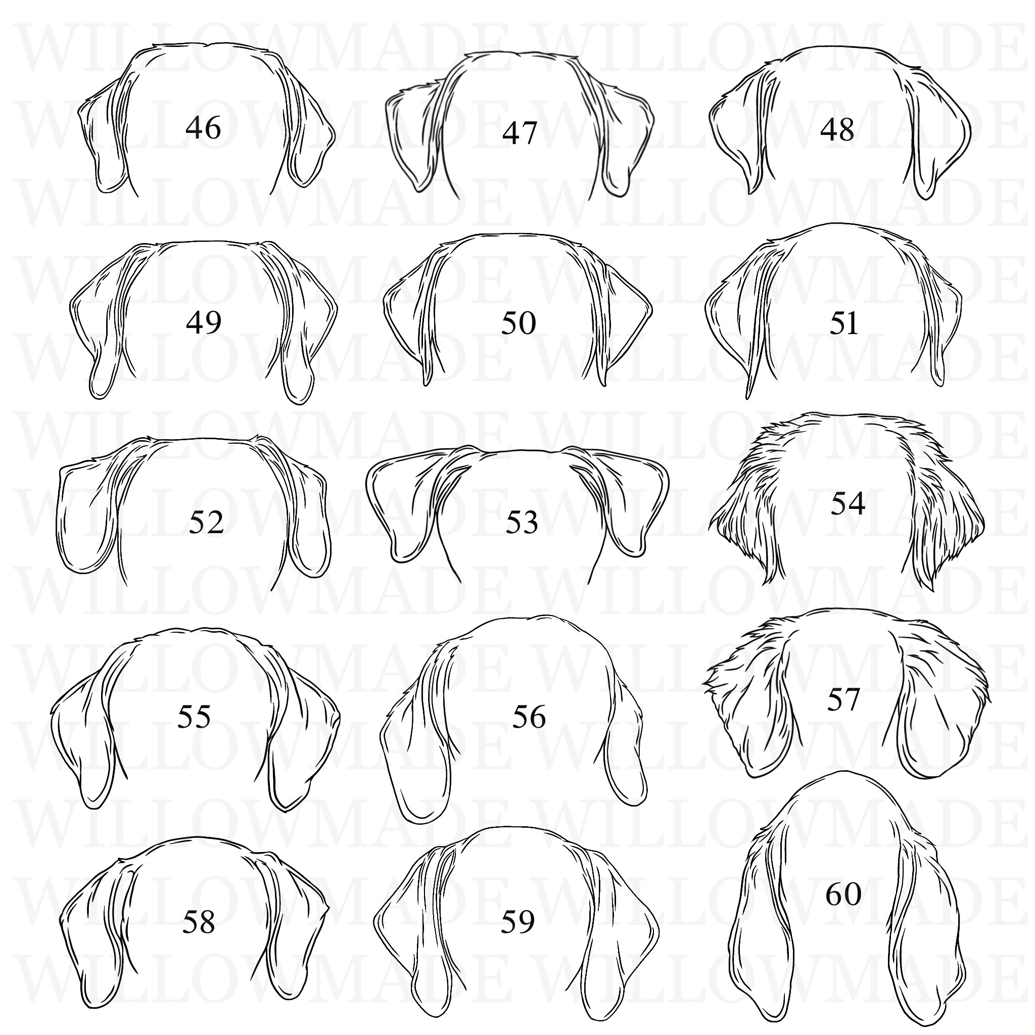 DOG EAR OUTLINES - Pre Drawn Digital Illustrations - Etsy