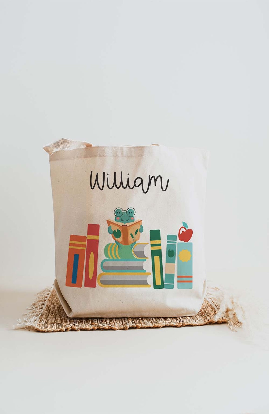 Custom Book Bag for Kids – Personalized Library Tote for School ...