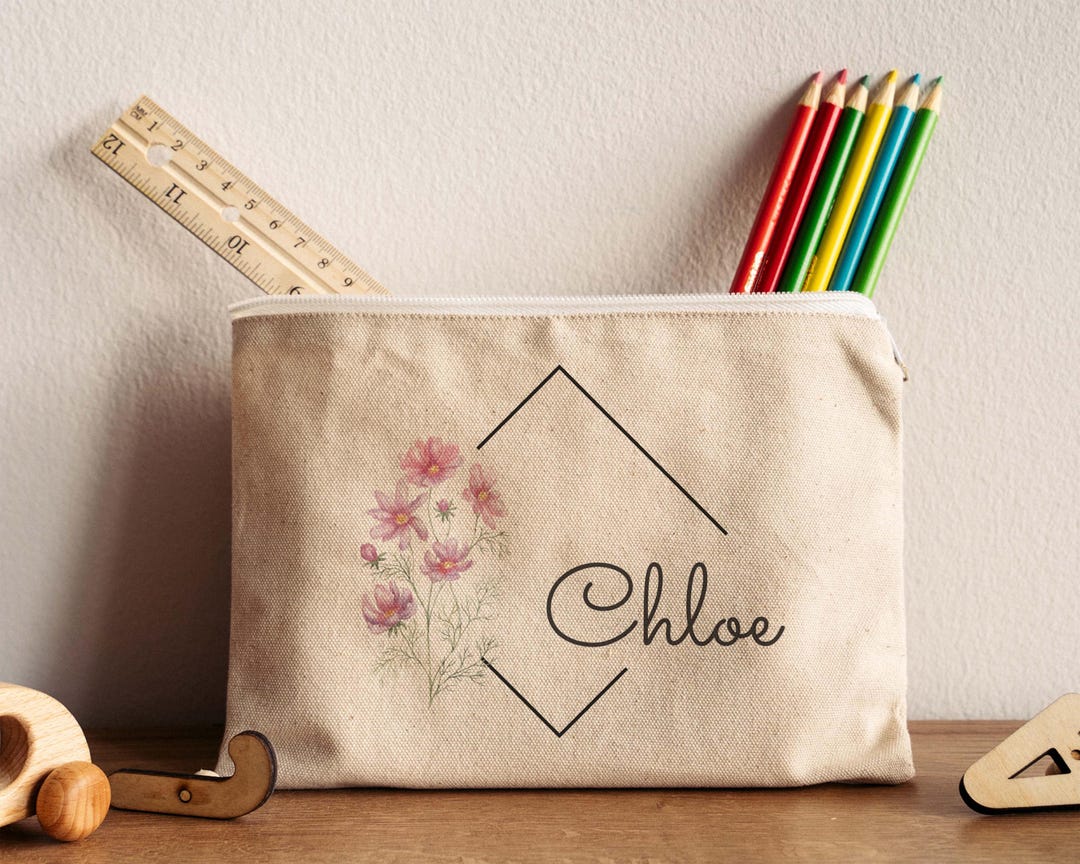 Personalized Name Pencil Case, Custom Canvas Pouch, School Supply ...