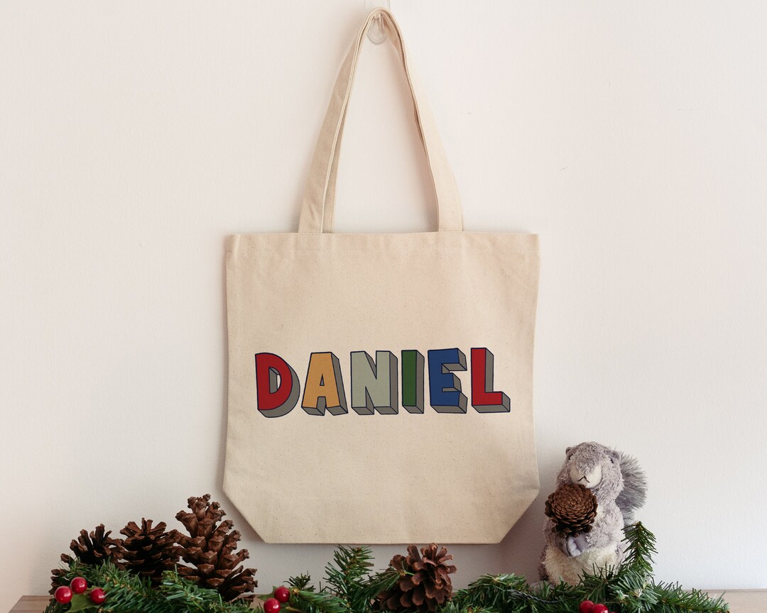 Personalized Book Bag, Colorful Name Canvas Tote Bag for Kids, Custom ...
