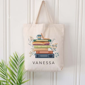 Personalized Book Bag, Custom Books Tote Bag, Library Bag, Book Lover ...