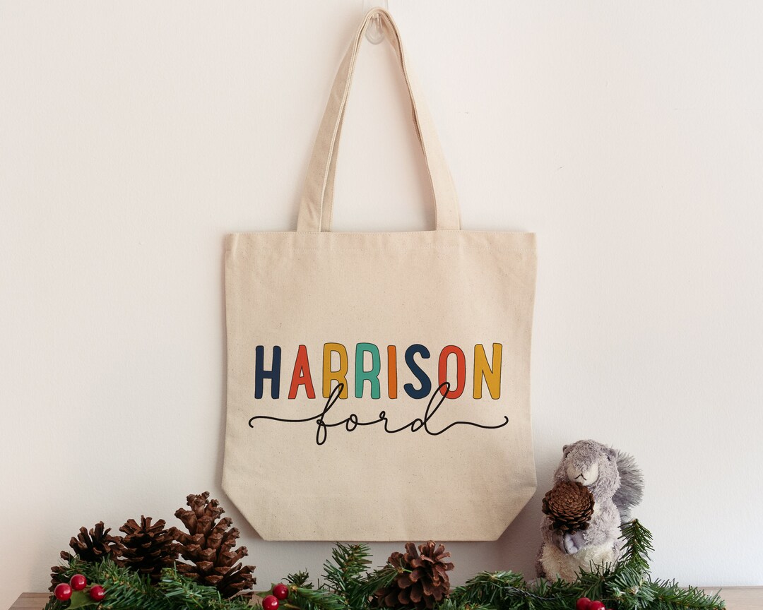 Custom Name Library Bag, Colorful Canvas Tote Bag for Kids ...