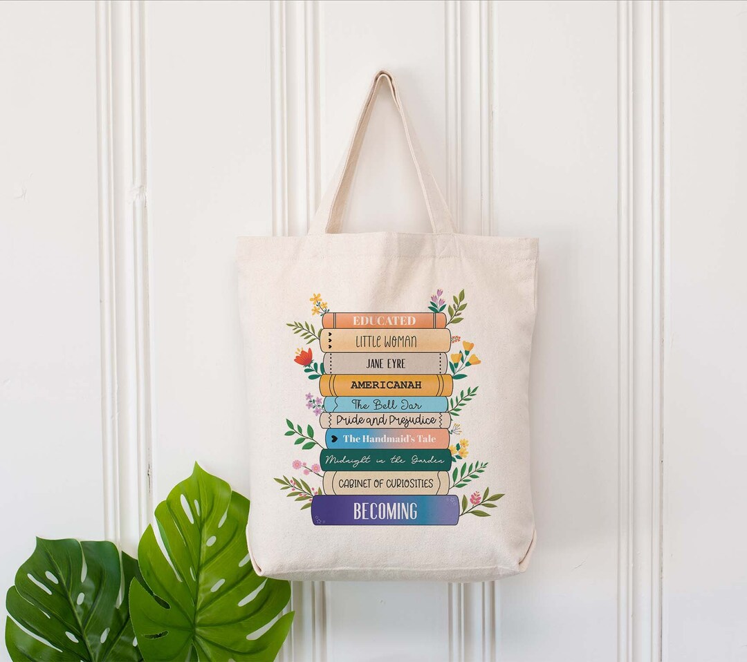 Personalized Favorite Books Tote Bag, Custom Book Bag, Library Bag ...