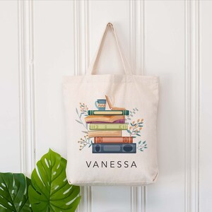 Personalized Book Bag, Custom Books Tote Bag, Library Bag, Book Lover ...