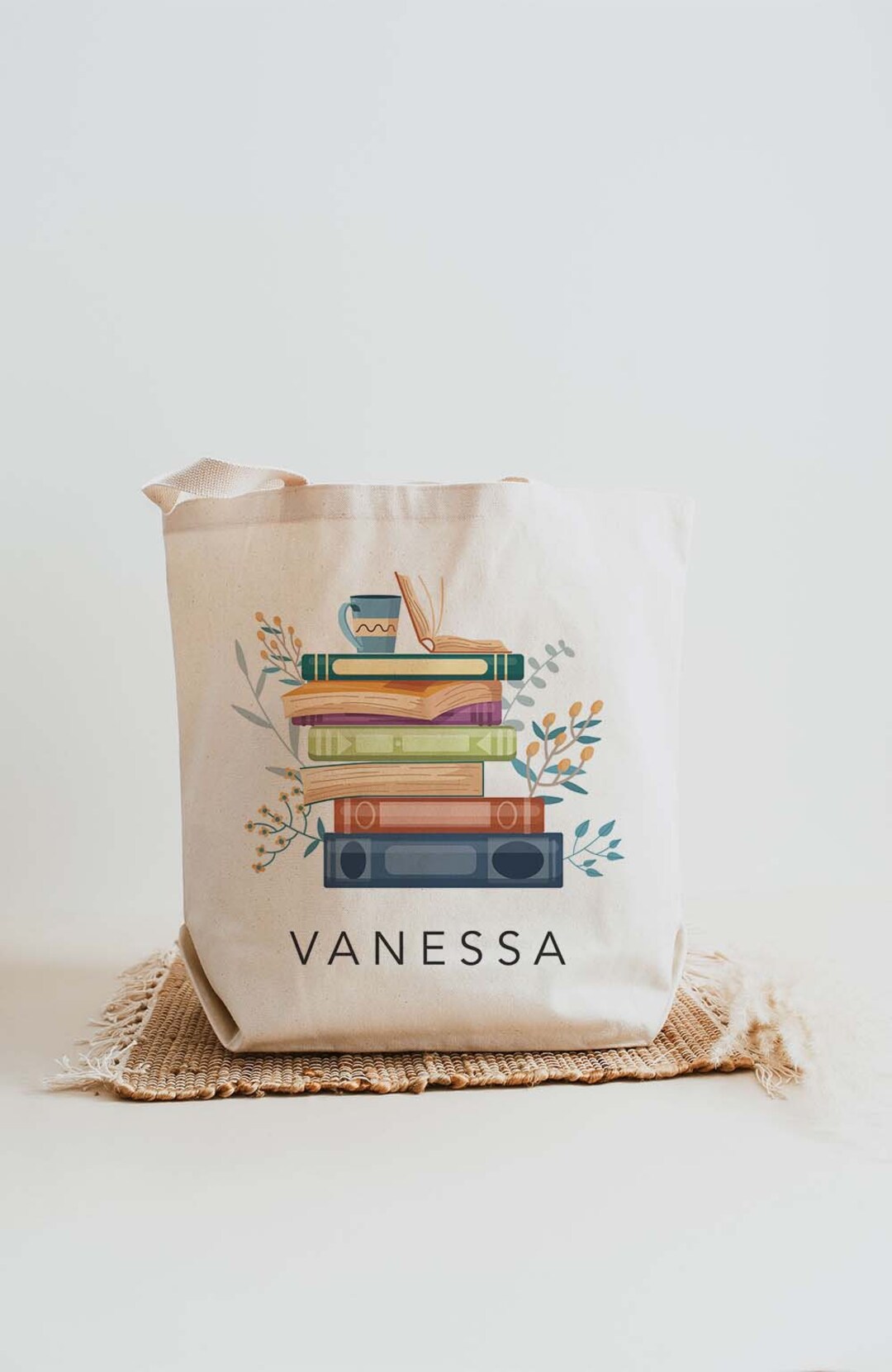 Personalized Book Bag, Custom Books Tote Bag, Library Bag, Book Lover ...