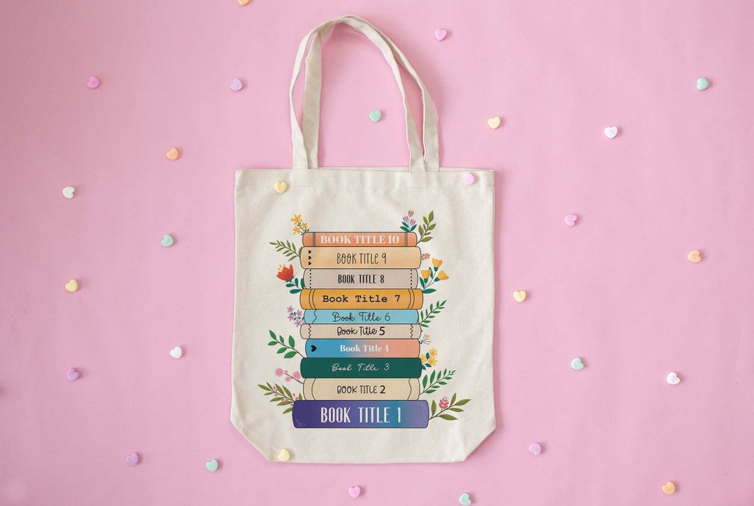 Personalized Favorite Books Tote Bag, Custom Book Bag, Library Bag ...