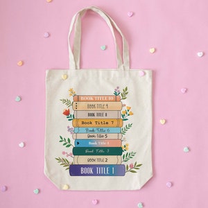 Personalized Favorite Books Tote Bag, Custom Book Library Bag, Custom ...