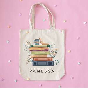 Personalized Book Bag, Custom Books Tote Bag, Library Bag, Book Lover ...