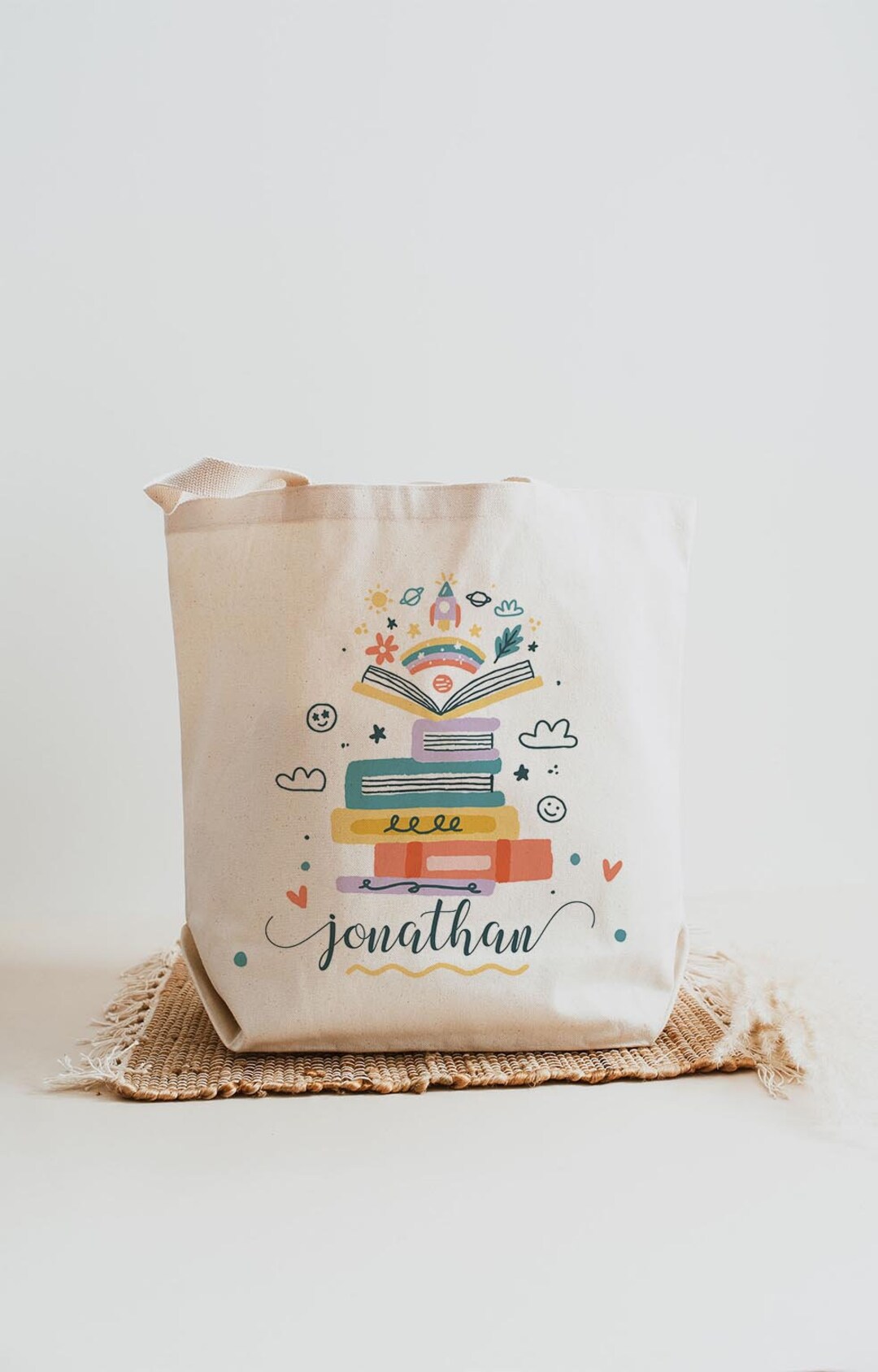 Personalized Book Bag,custom Book Lover Tote,customized Library Bag ...