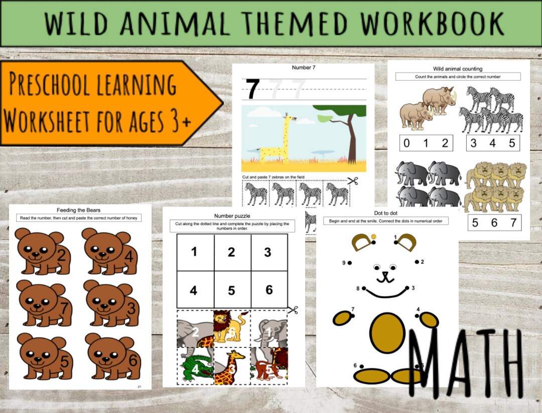 Wild Animal Themed Preschool Workbook - Etsy