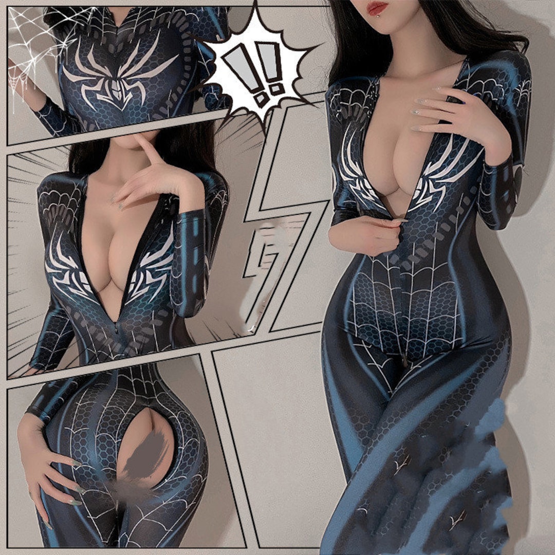 Sexy Spider Cosplay Costume Zentai Catsuit Bodysuit Satin Spandex