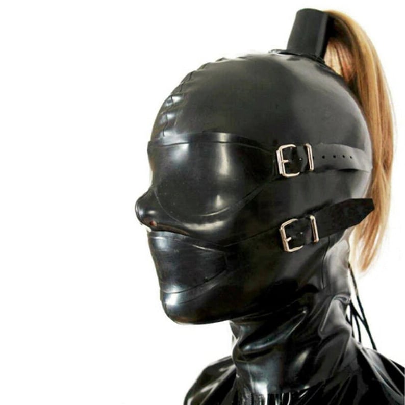 Latex Hood Mask Ponytail Pigtail Rubber Mask Gummi Gimp Mask - Etsy