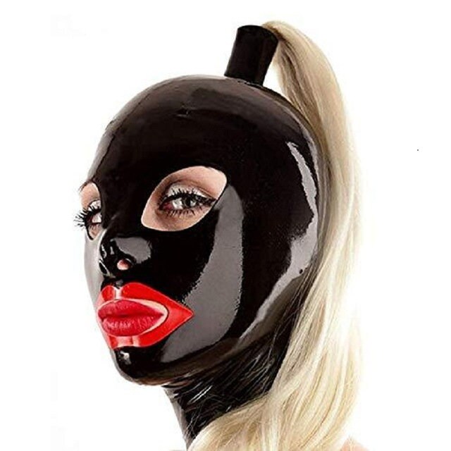 Latex Hood Mask Ponytail Pigtail Rubber Mask Gummi Gimp Mask Play Hood ...