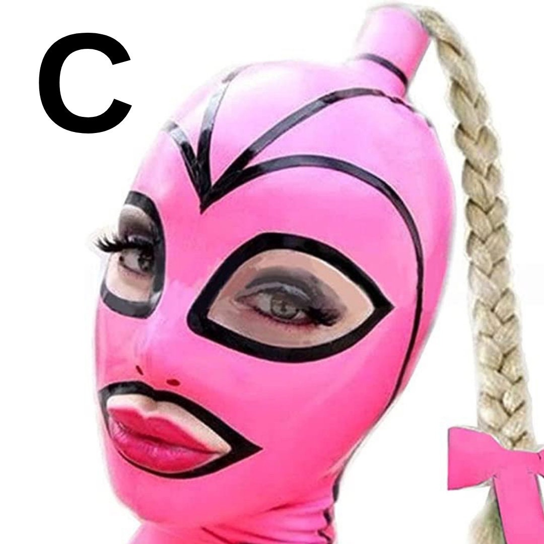 Latex Hood Mask Ponytail Pigtail Rubber Mask Gummi Gimp Mask Play Hood ...