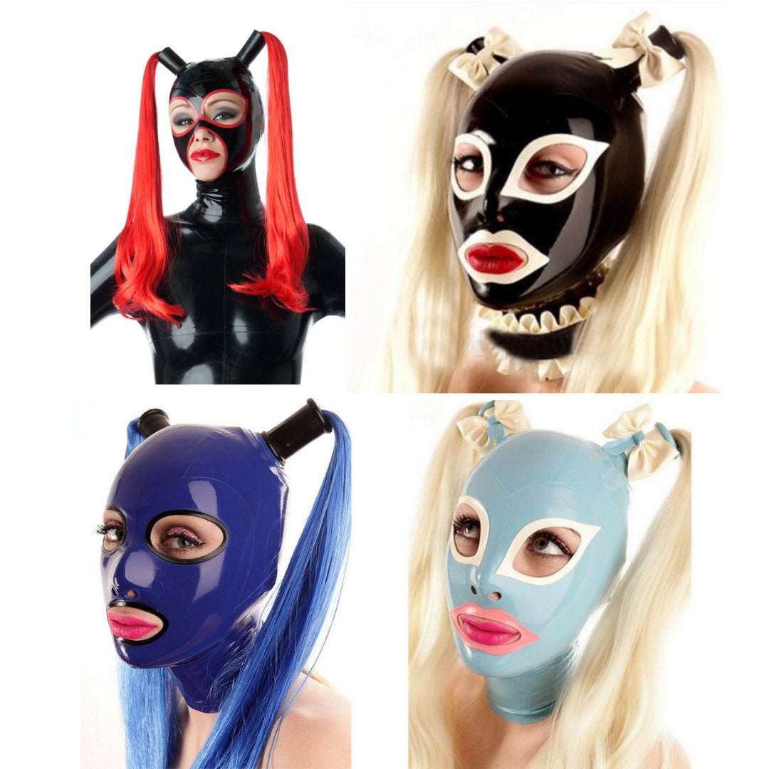 Latex Hood Mask Ponytail Pigtail Rubber Mask Gummi Gimp Mask - Etsy