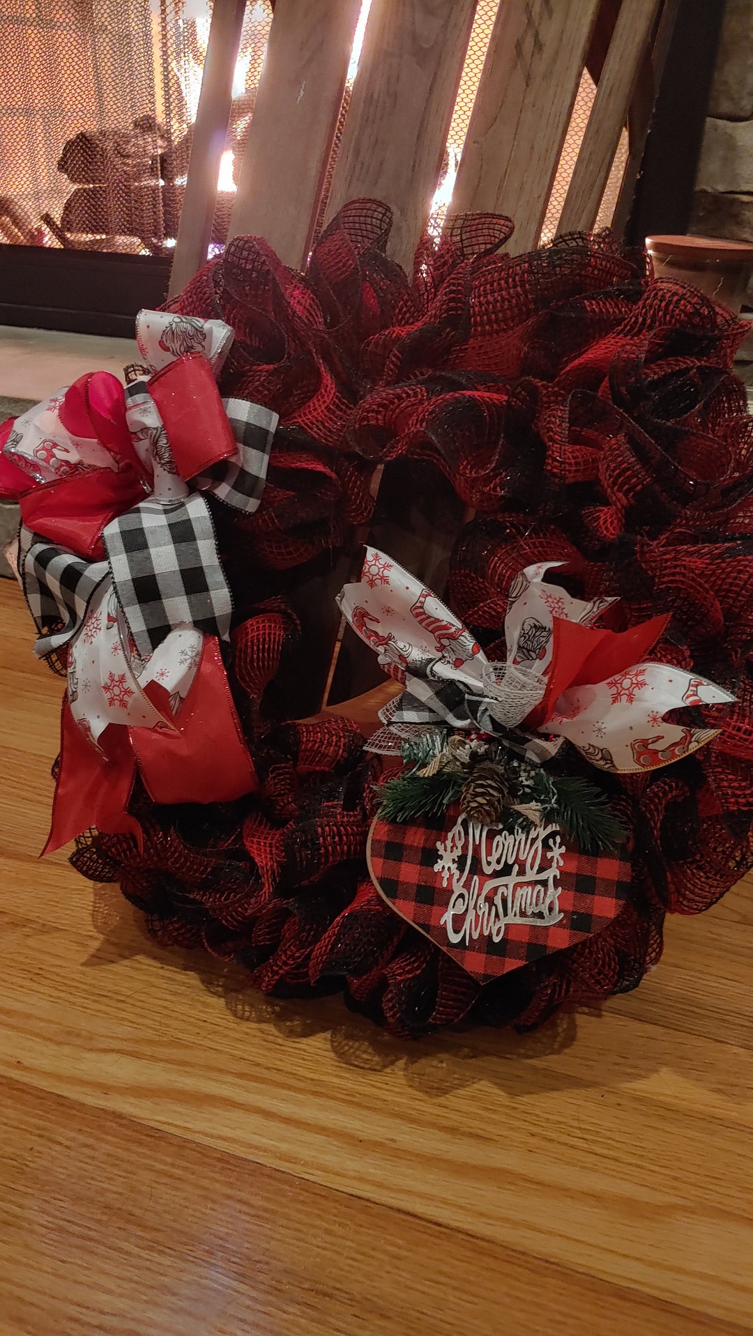 Red Plaid Wreath - Etsy