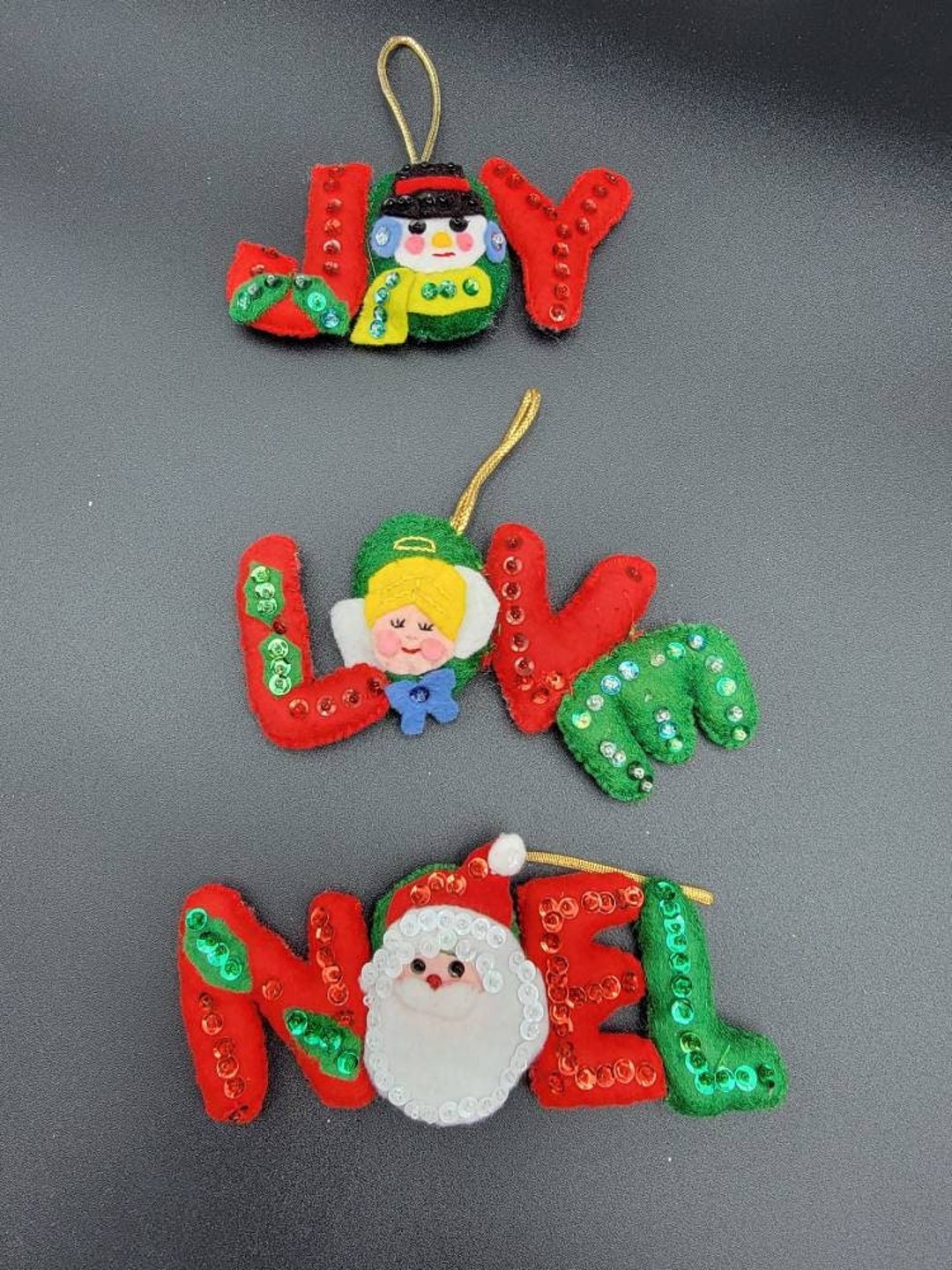 Vintage Sequin and Felt Word Bucilla Ornaments- Select From List - Etsy