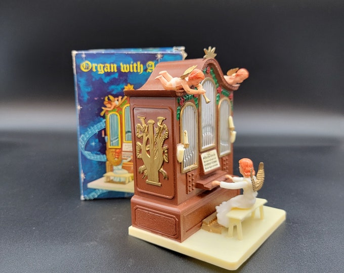 Vintage Organ With Angel Music Box Oversea Hong Kong Plastic Wind-up in ...