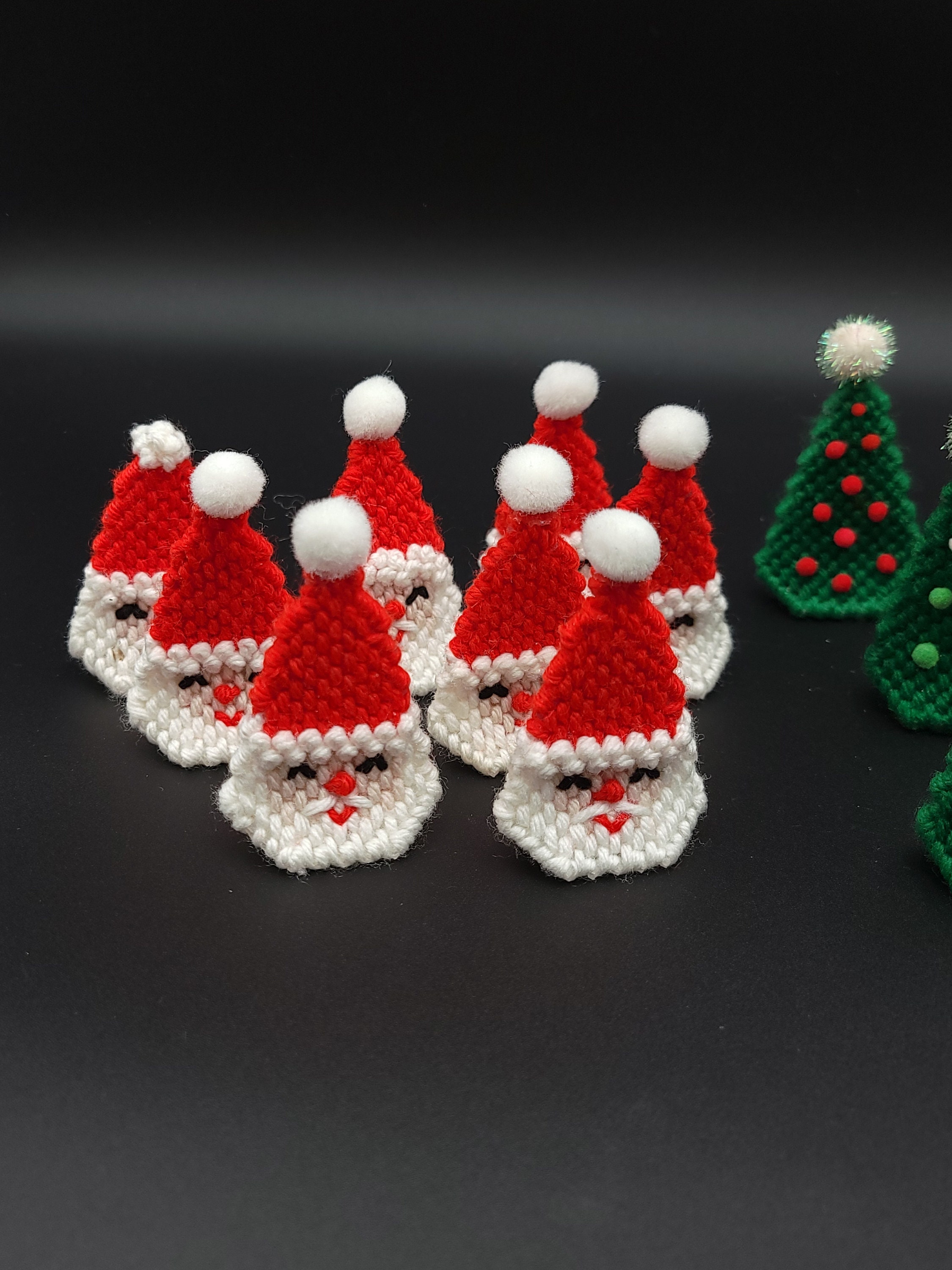 CUTE Plastic Canvas Christmas Santa and Christmas Trees Decorations - Etsy