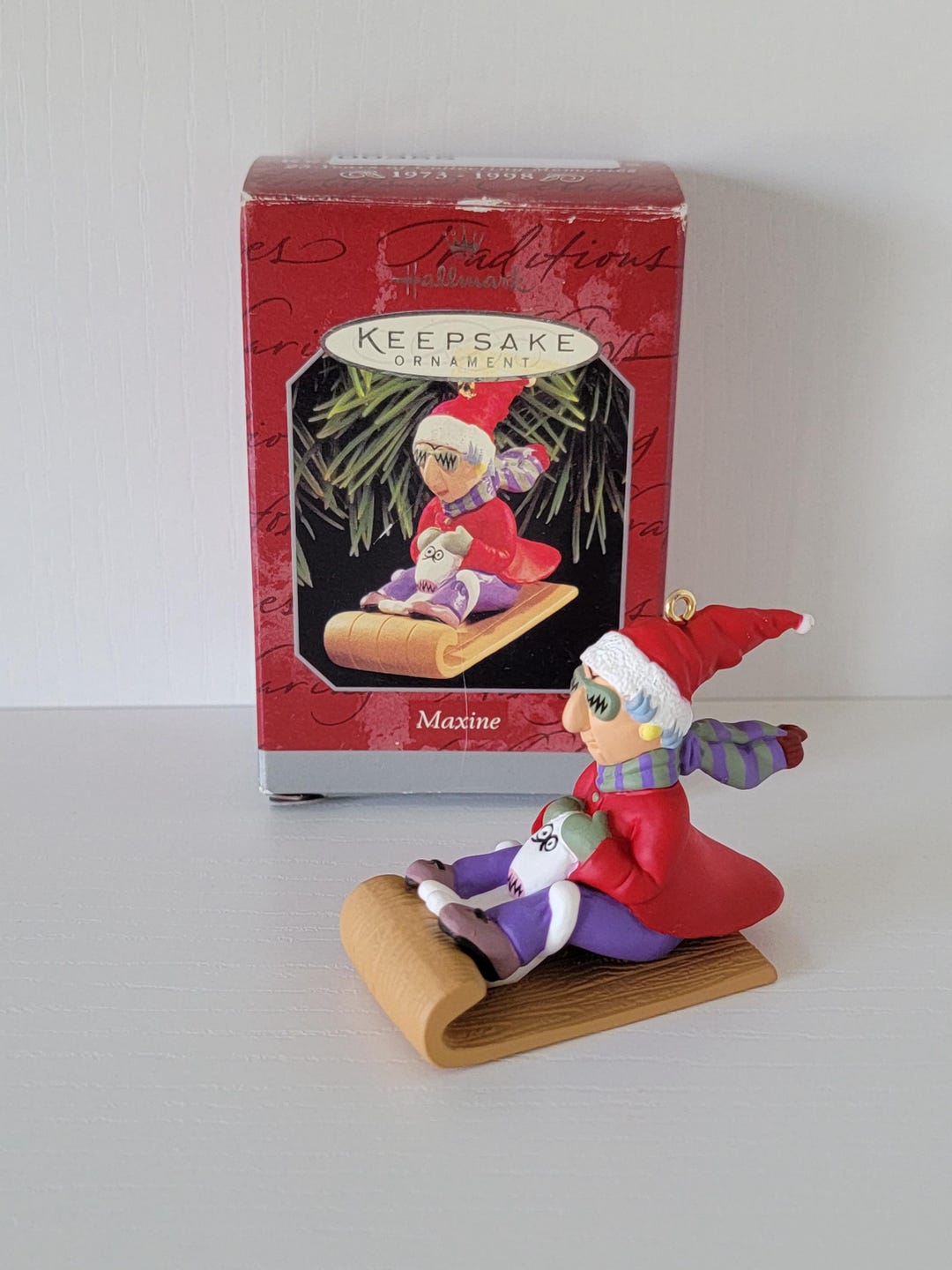 1998 Vintage Hallmark Maxine on a Sleigh Christmas Tree Ornament ...