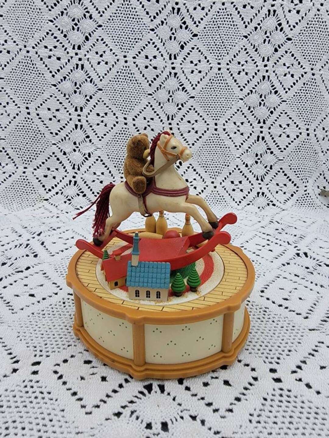 Vintage Musical Rocking Horse With Teddy Bear 1995 Play Plus - Etsy