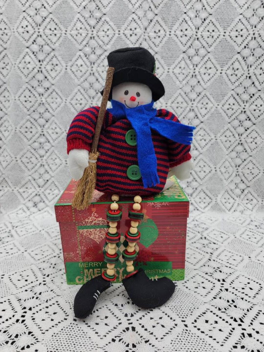 Cute Snowman With Button Legs Perfect to Sit on a Mantel. See Pictures ...