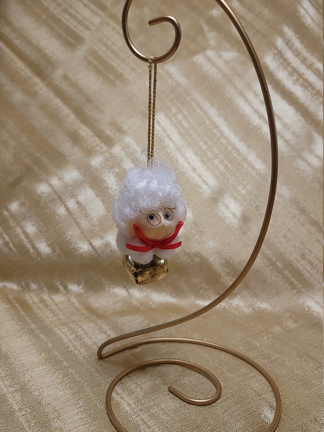 Vintage Mrs. Claus Head on Jingle Bell Ornament - Etsy
