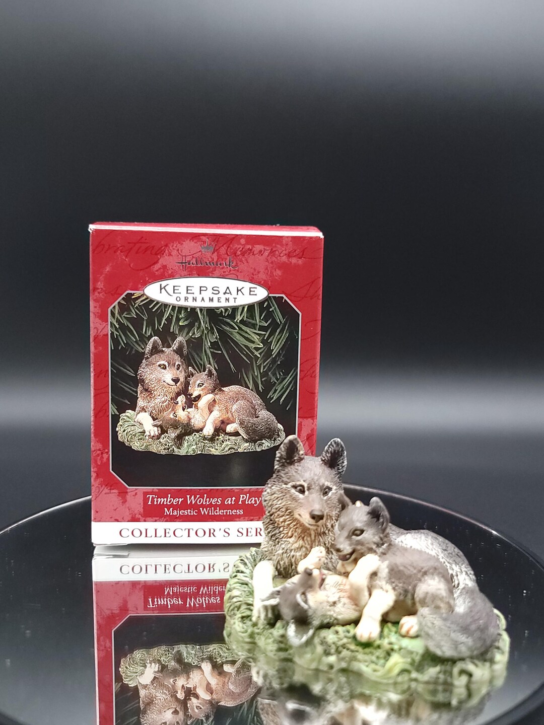 1998 Timber Wolves at Play- Majestic Wilderness Wolf Ornament Christmas ...