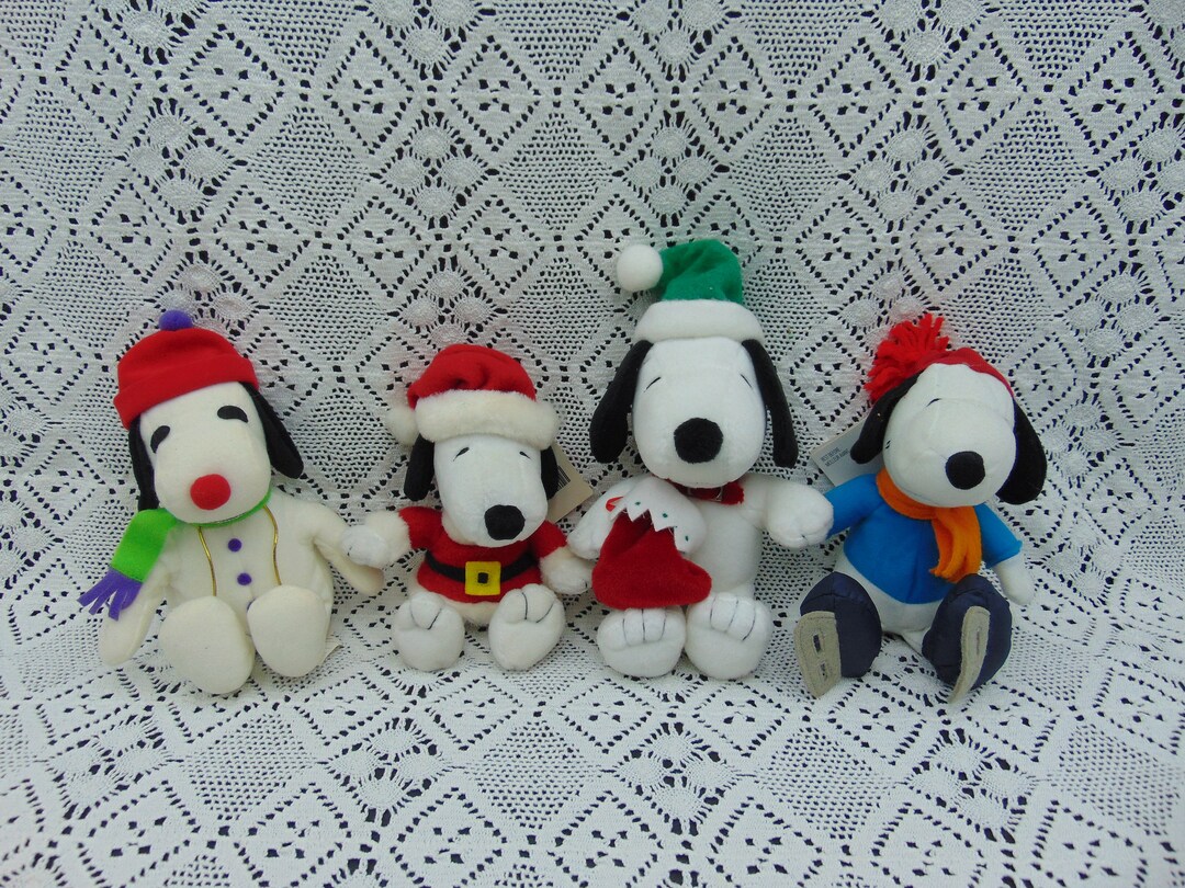 Vintage Snoopy Plush Doll 89 Tall Select From List Santa, Reindeer, or ...