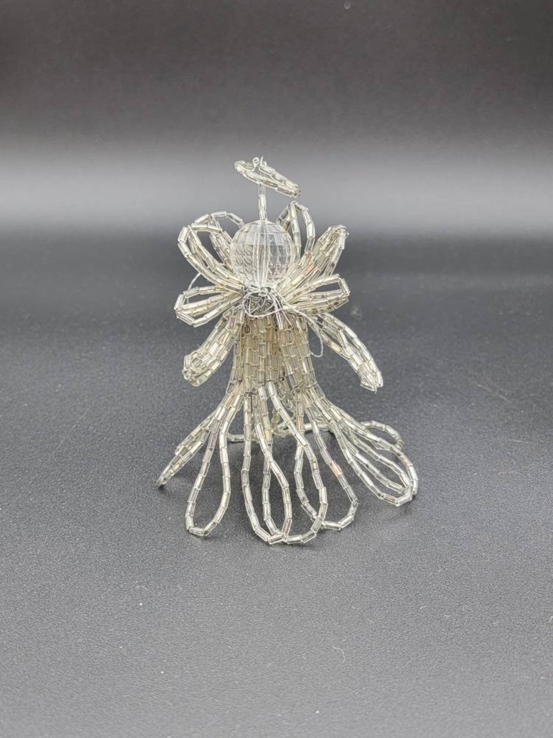 Vintage Silver Glass Bugle Bead Angel Christmas Tree Ornament - Etsy