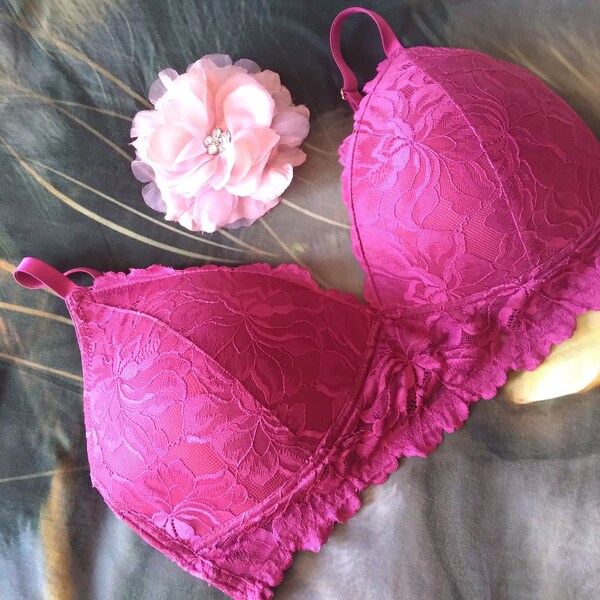 Pink Lace Bra - Etsy