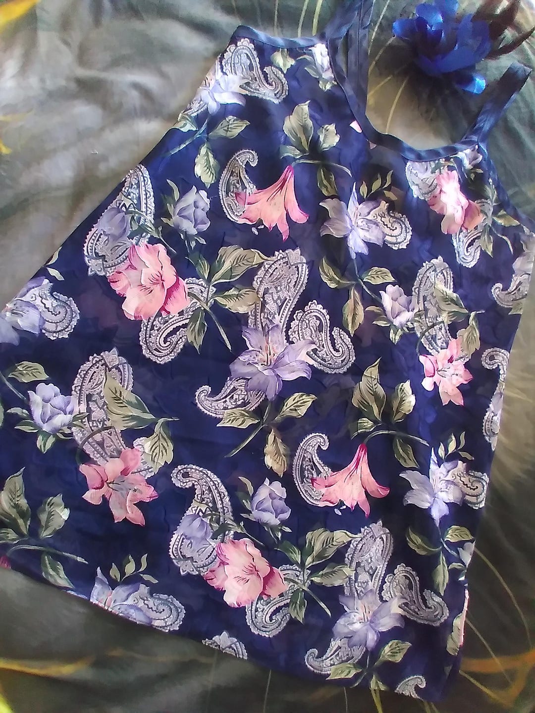 Vintage Blue Floral Sheer Nightgown by Angelique Medium Vintage 80s 90s ...