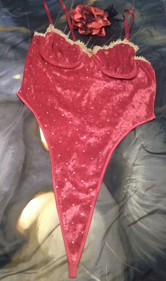 Vintage Cliché Teddy Bodysuit Playsuit G-string Thong Red | Etsy