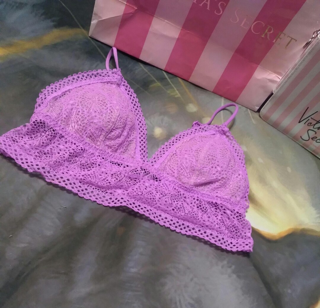 Victoria's Secret Lace Bralette Lavender Purple Lace Removeable Pads VS ...