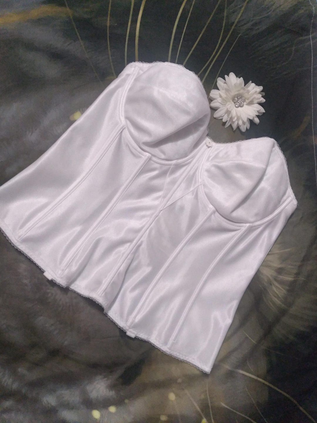 42C Dominique Longline Bra Bustier White Boning Bridal Bra - Etsy